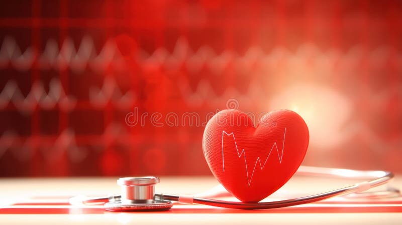 Red Heart On Electrocardiogram Ecg With Red Heart Heart Wave Heart