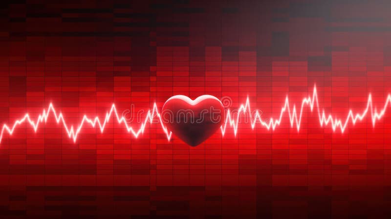 Red Heart On Electrocardiogram Ecg With Red Heart Heart Wave Heart