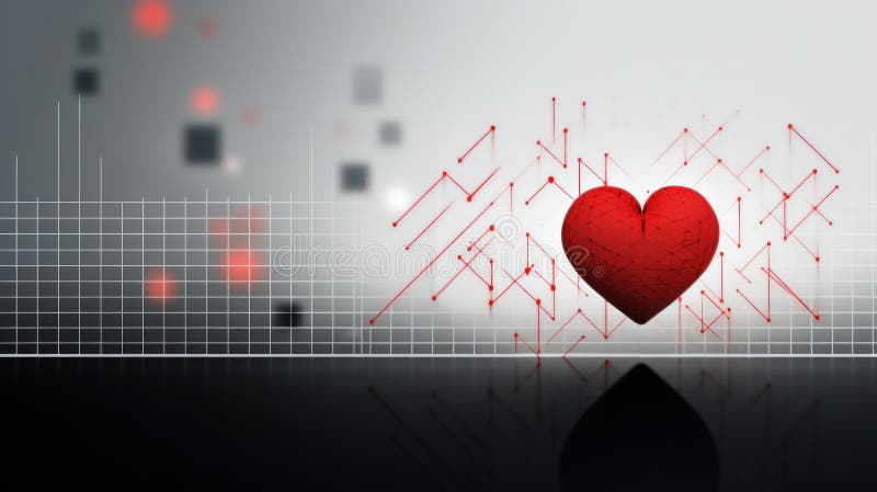 Red Heart On Electrocardiogram Ecg With Red Heart Heart Wave Heart