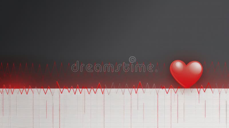 Red Heart On Electrocardiogram Ecg With Red Heart Heart Wave Heart