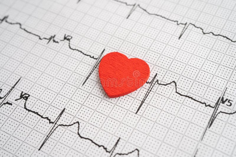 Red Heart on Electrocardiogram ECG with Red Heart, Heart Wave, Heart ...