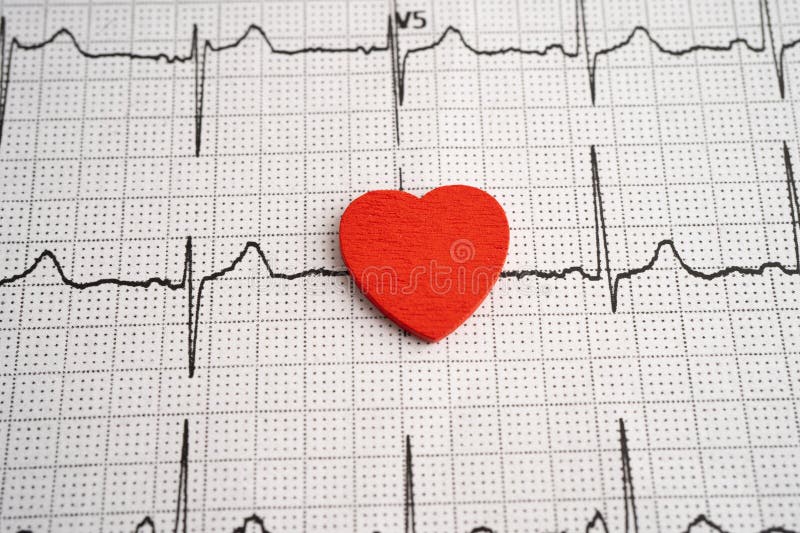 Red Heart on Electrocardiogram ECG with Red Heart, Heart Wave, Heart ...