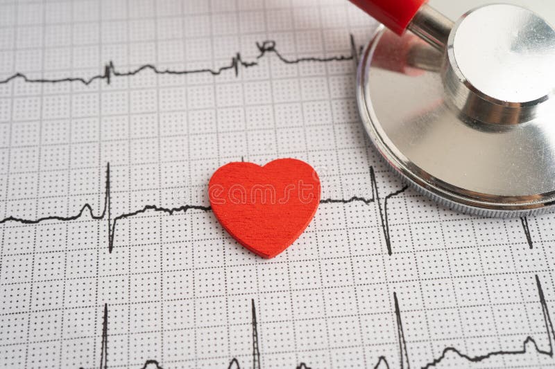Red Heart on Electrocardiogram ECG with Red Heart, Heart Wave, Heart ...