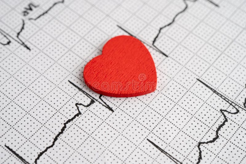 Red Heart on Electrocardiogram ECG with Red Heart, Heart Wave, Heart ...