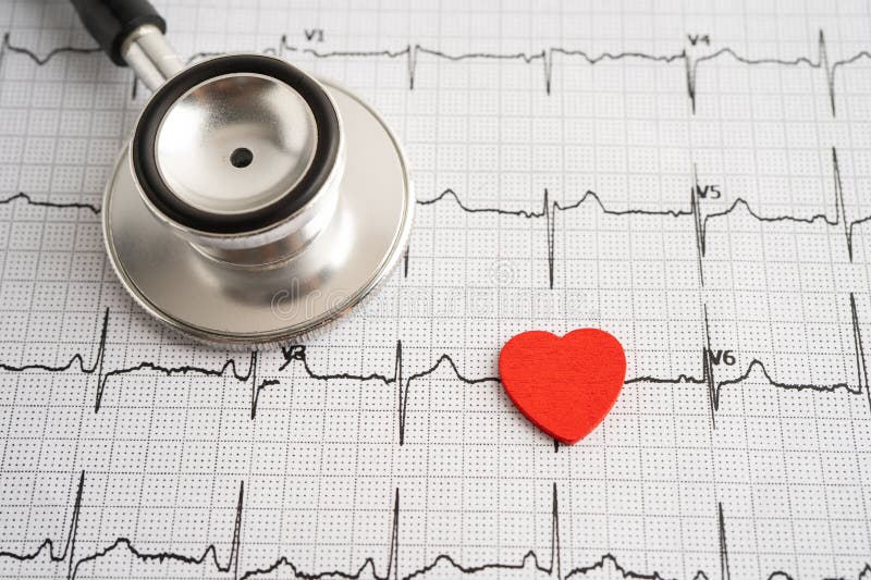 Red Heart on Electrocardiogram ECG with Red Heart, Heart Wave, Heart ...