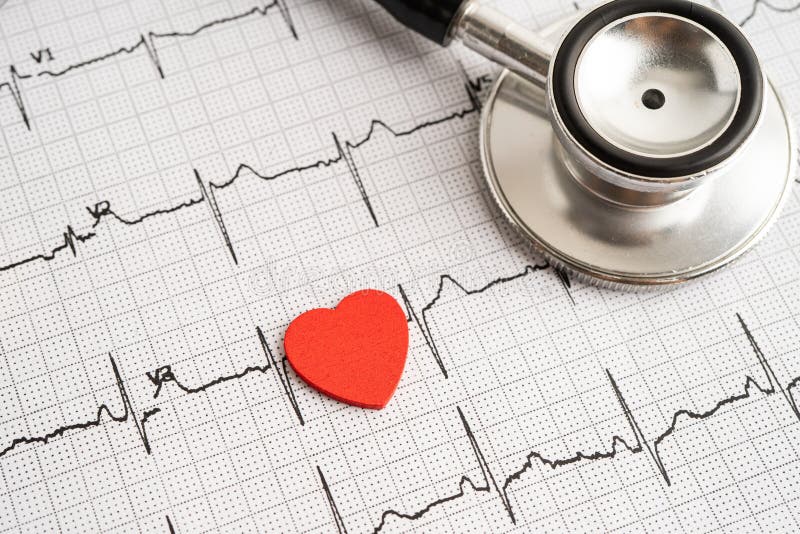 Red Heart on Electrocardiogram ECG with Red Heart, Heart Wave, Heart ...