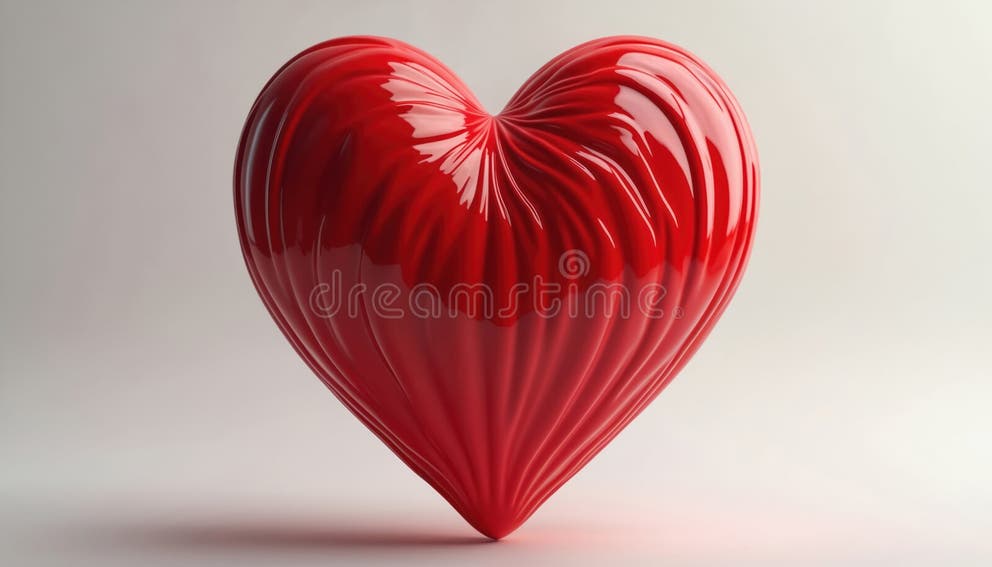 Red Heart with Embossed Pattern Design 3D Render, Simple Love Symbol ...