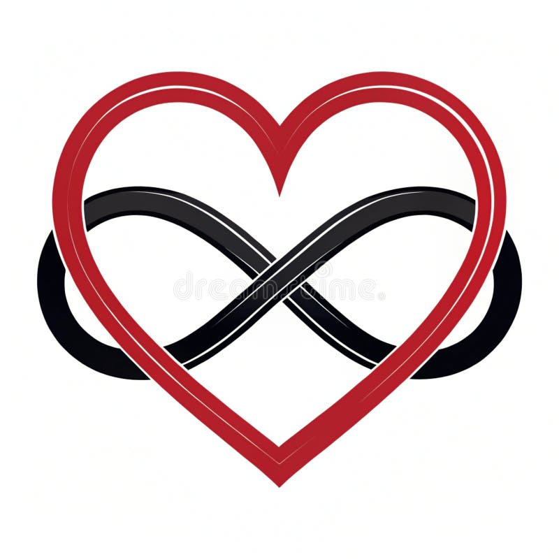 Red Heart Embracing Black Infinity Symbol Representing Eternal Love and ...