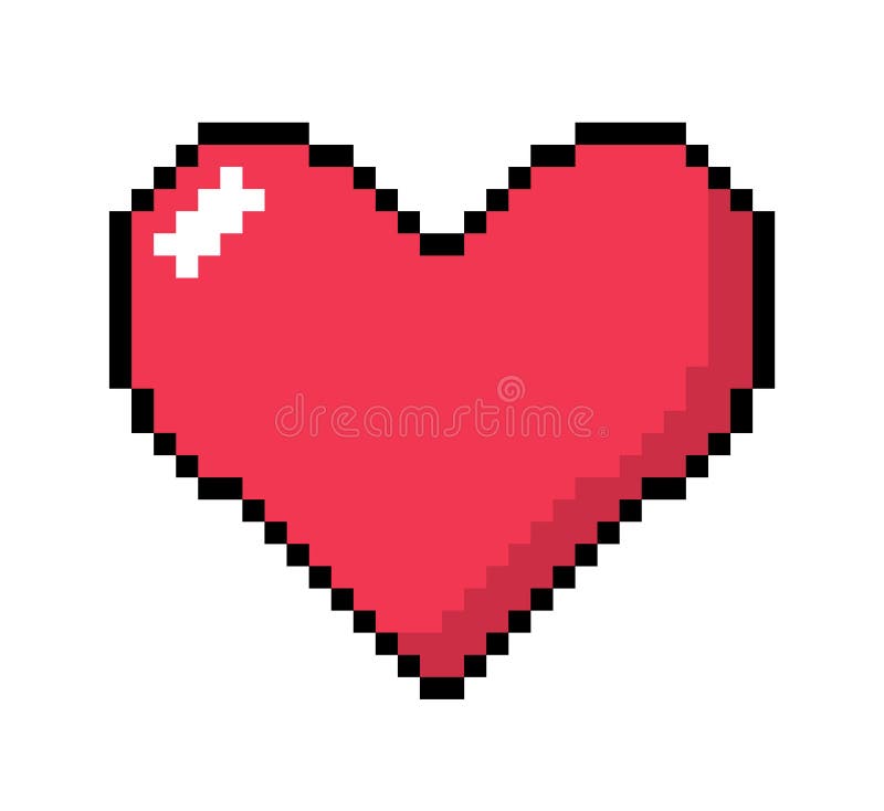 Red Heart Emoticon Symbol, Pixel Art Design Stock Vector - Illustration ...