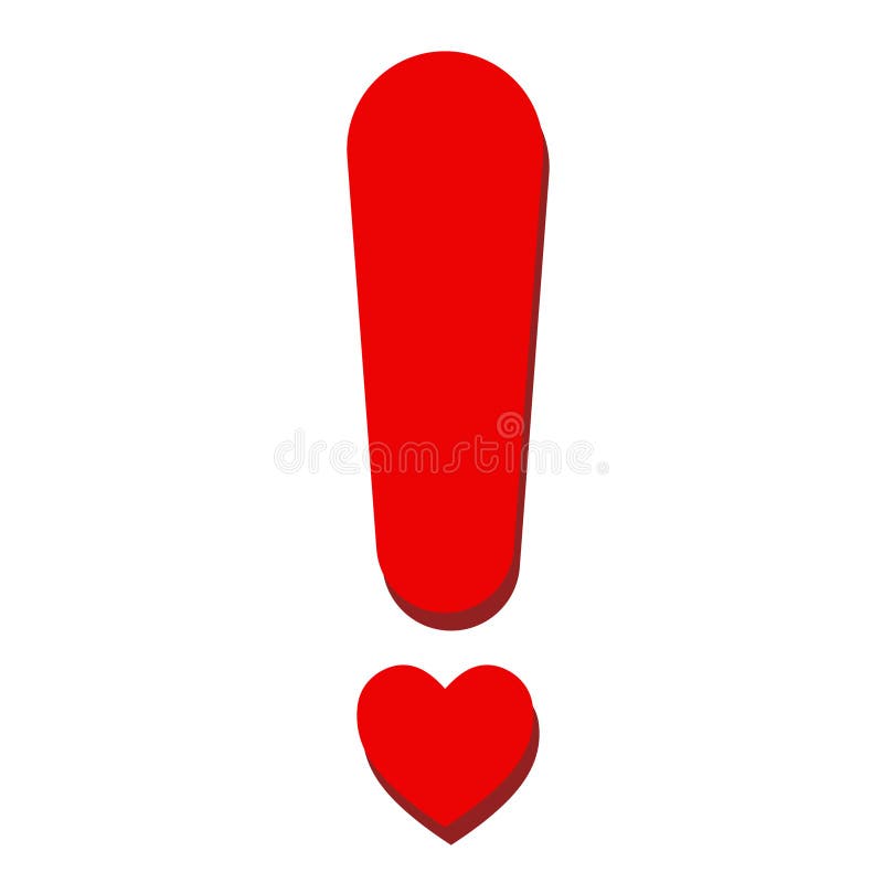Red Heart Exclamation Point Love, Warning, Attention, Passion Stock ...