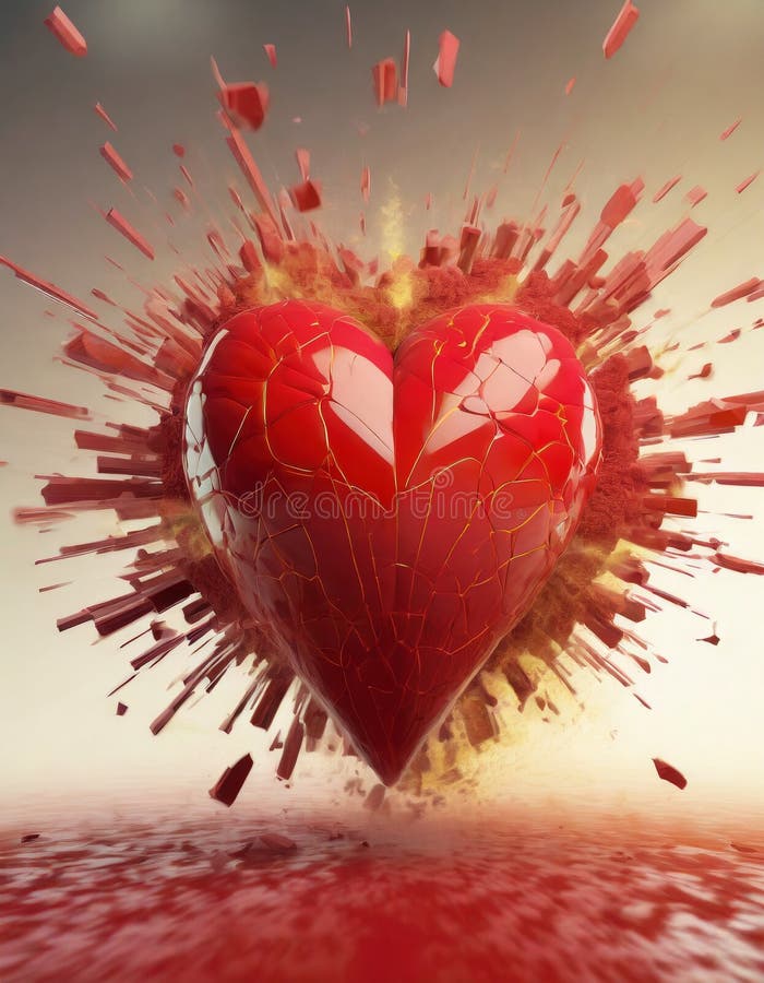 Red heart exploding stock illustration. Illustration of greeting ...