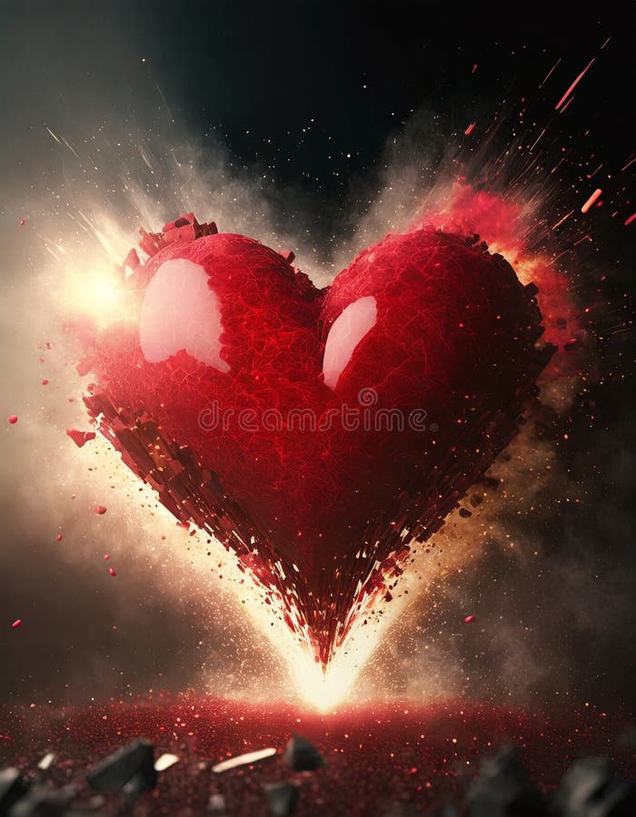 Red heart exploding stock illustration. Illustration of drawing - 295073144