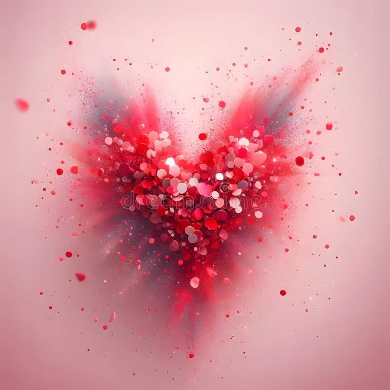 Red Heart Exploding with Particles and Light on a Soft, Dreamy ...