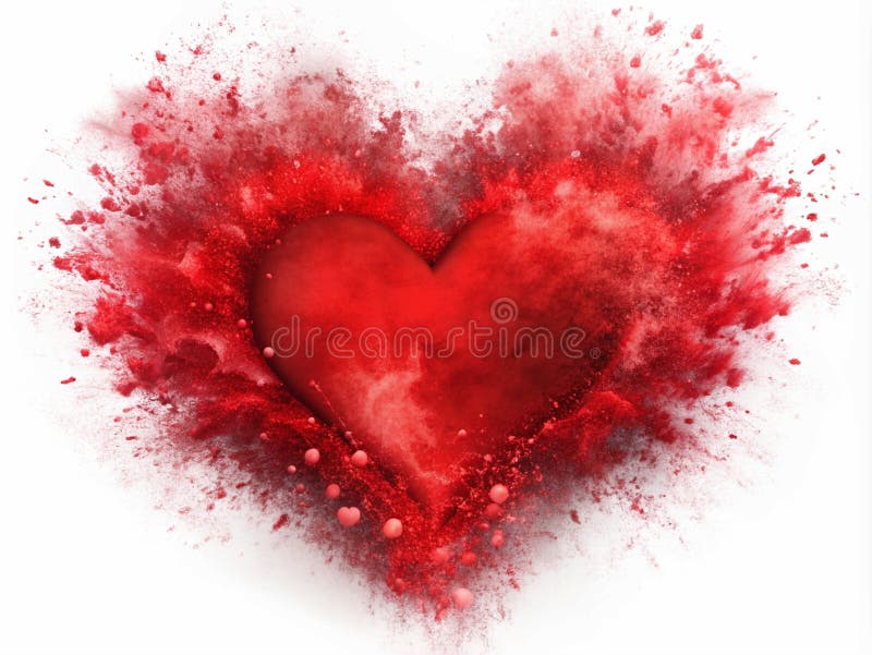 Red Heart Exploding in Powder Stock Vector - Illustration of colorful ...