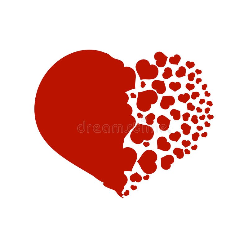 Red Heart Falling into Small Pieces Stock Vector - Illustration of ...