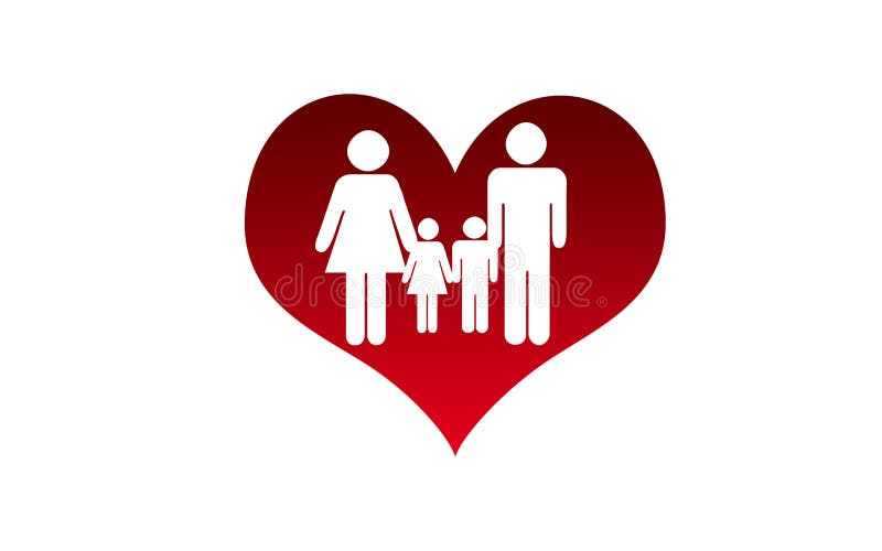 Red Heart and Family, a Symbol of Love and Family Stock Illustration ...
