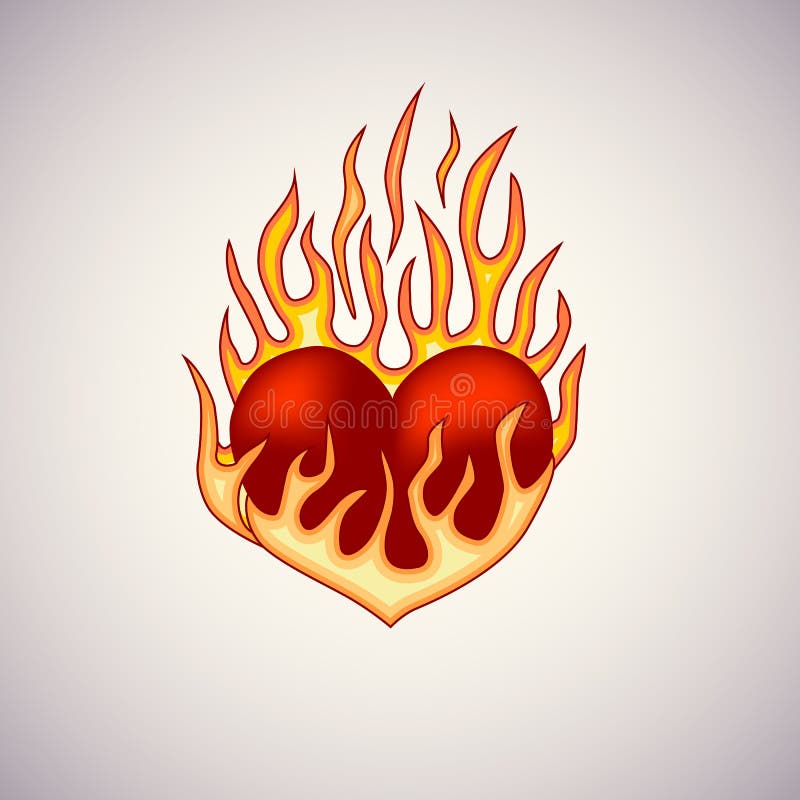 Heart On Fire Tattoo Design
