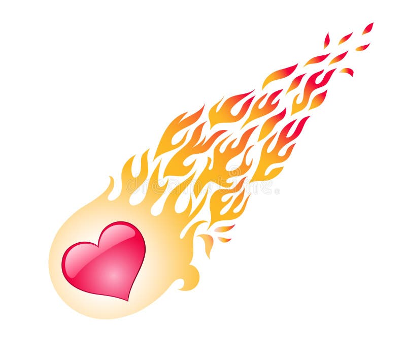 Flaming heart stock vector. Illustration of element, flame - 12405676