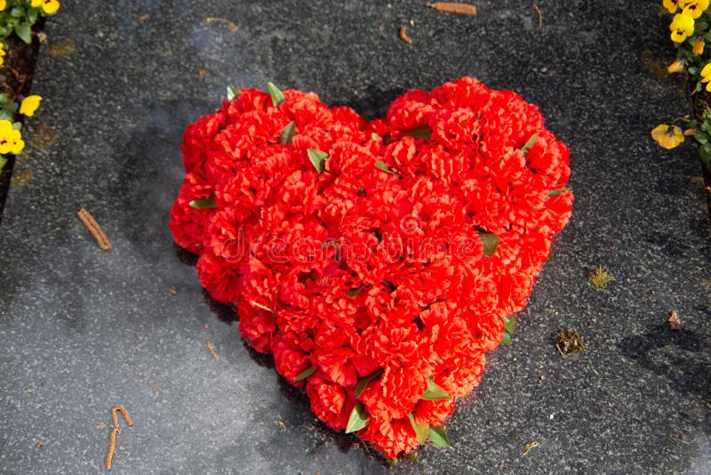 Red heart of flowers stock photo. Image of memory, love - 191655292