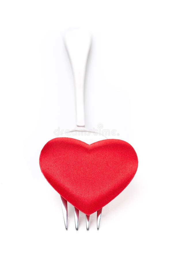 Red Heart on a Fork, Concept, Isolated Stock Photo - Image of cutlery ...