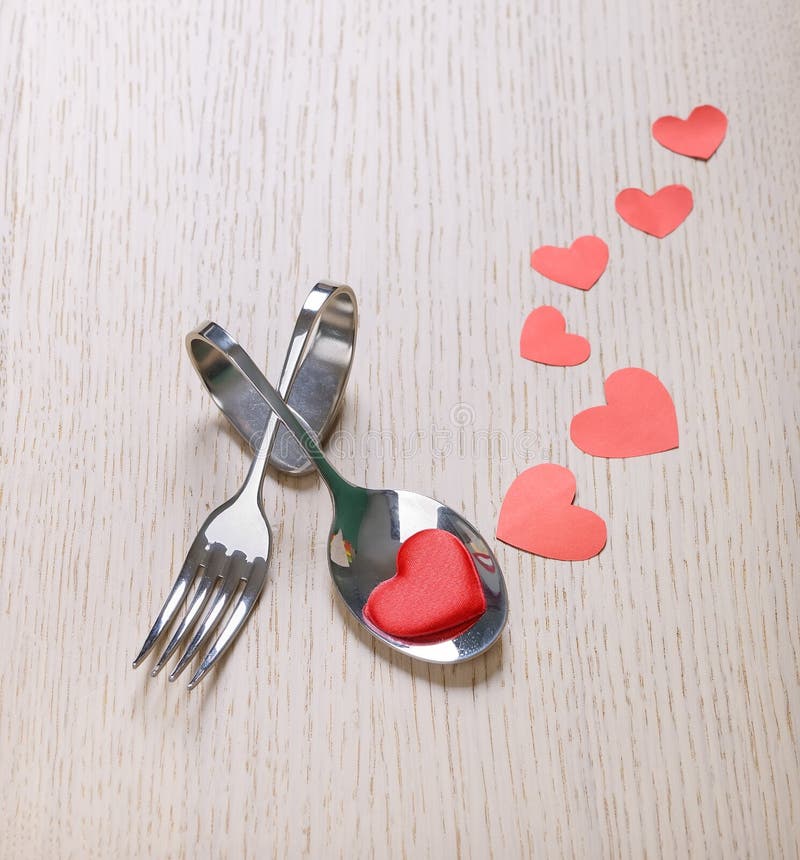 Red heart with fork stock image. Image of couple, cutlery - 54568939