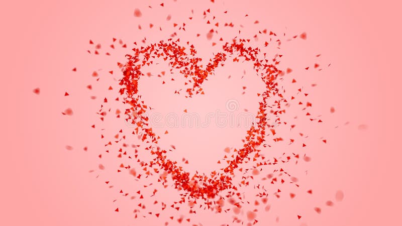 Red Heart Formed by Many Flying Triangles Stock Illustration ...