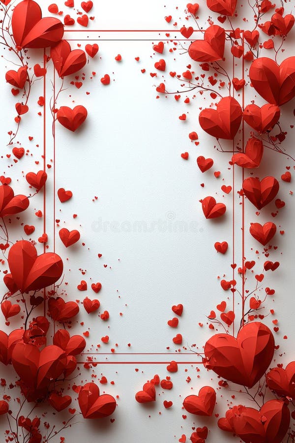 Red Heart Frame with Intricate Design on White Background Stock Photo ...