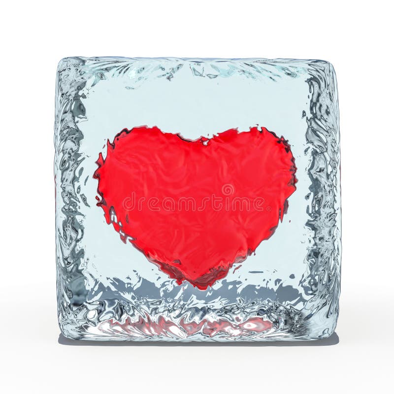 Red Heart Frozen in Ice. 3D Stock Illustration - Illustration of ...
