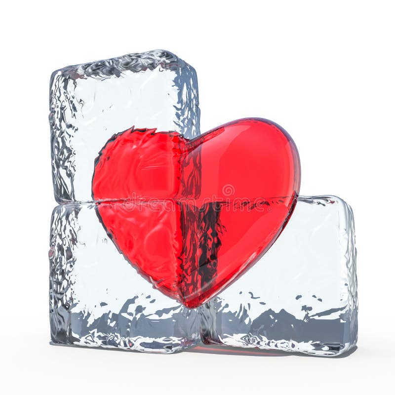 Red Heart Frozen in Ice Cube Isolated on White . Stock Vector ...