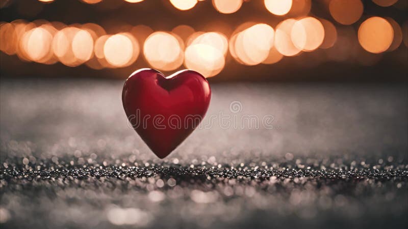 Red Heart on Glitter with Bokeh Lights Stock Footage - Video of glitter ...