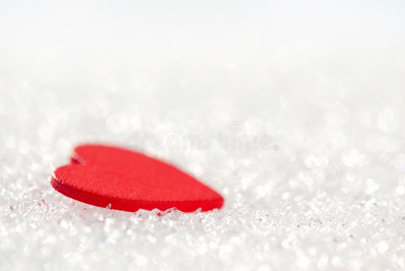 Red Heart in Glittering Snow Stock Photo - Image of snow, contrast ...