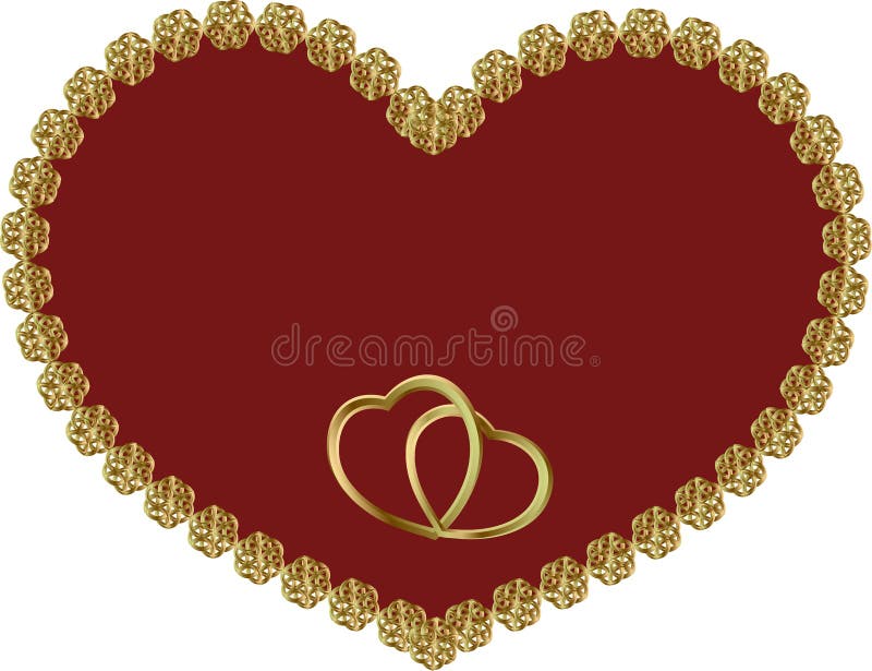 Red heart in a gold frame stock vector. Illustration of frame - 58214647