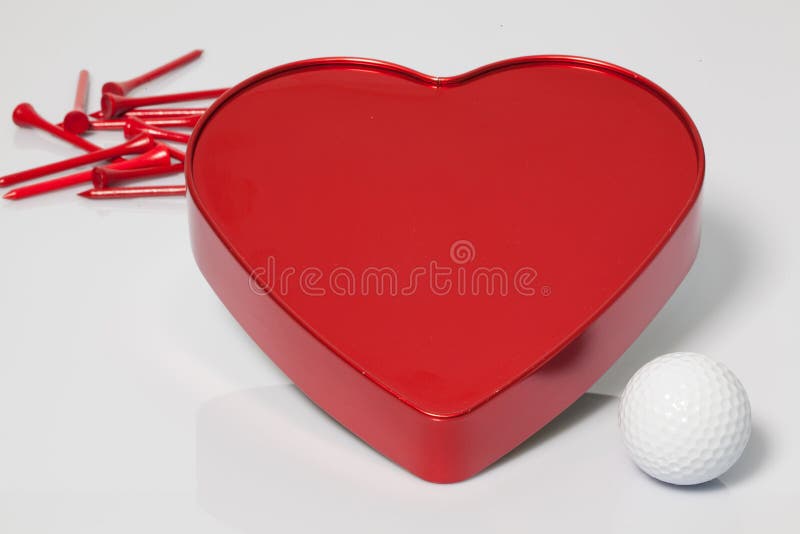 Red Heart and Golf Ball and Tees Stock Image - Image of objects ...