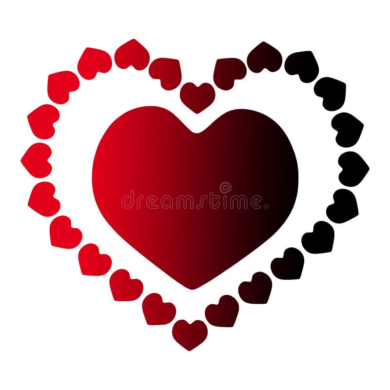 Red Heart Gradient Framed Black Hearts Stock Illustration ...