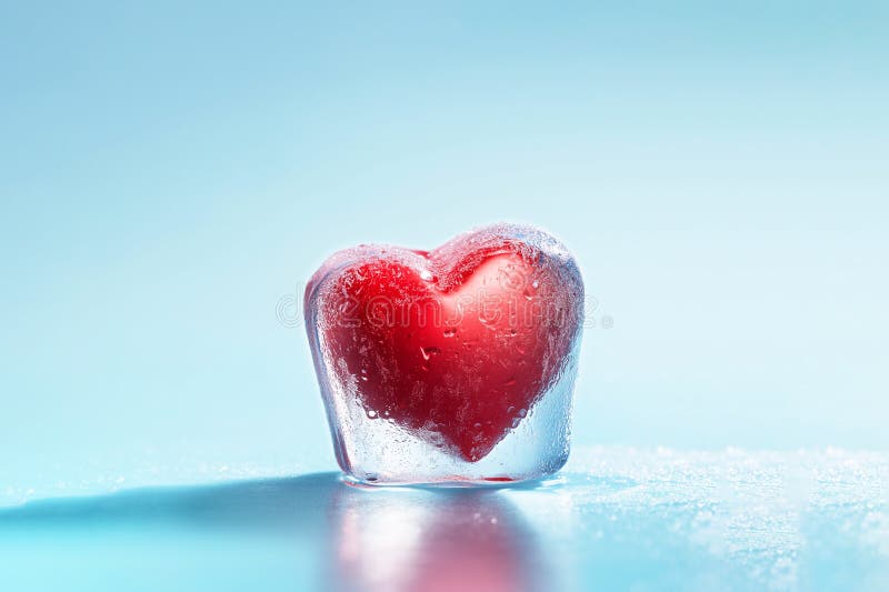 Red Heart in Half-melted Ice Cube Stock Illustration - Illustration of ...