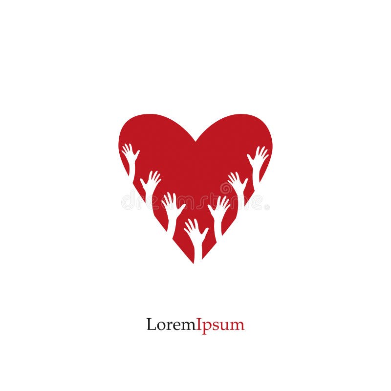 Red Heart and Hand. Love, Hope, Care Logo, Vector Illustration Stock ...