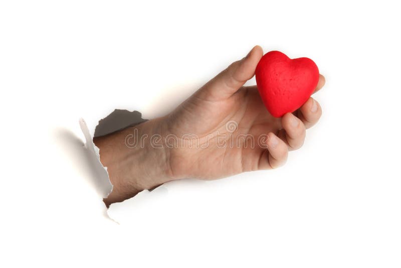 Red Heart in Hand on White Background. Symbol of Love and Romance Stock ...
