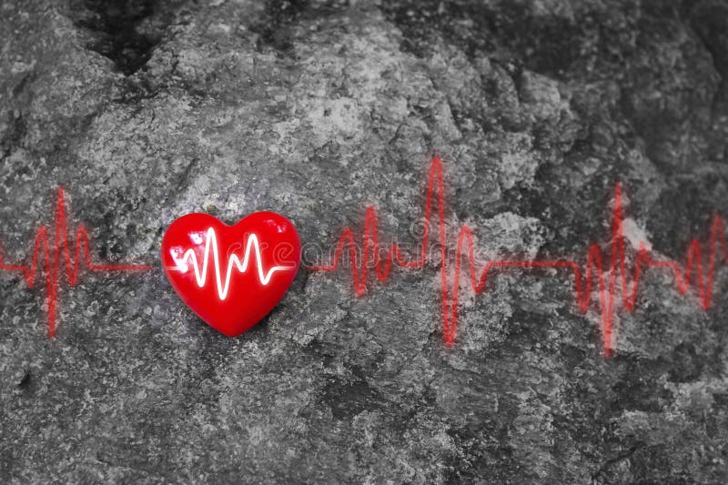 A Red Heart in Hand and a White and Red Line Wave Drawing. Charity ...