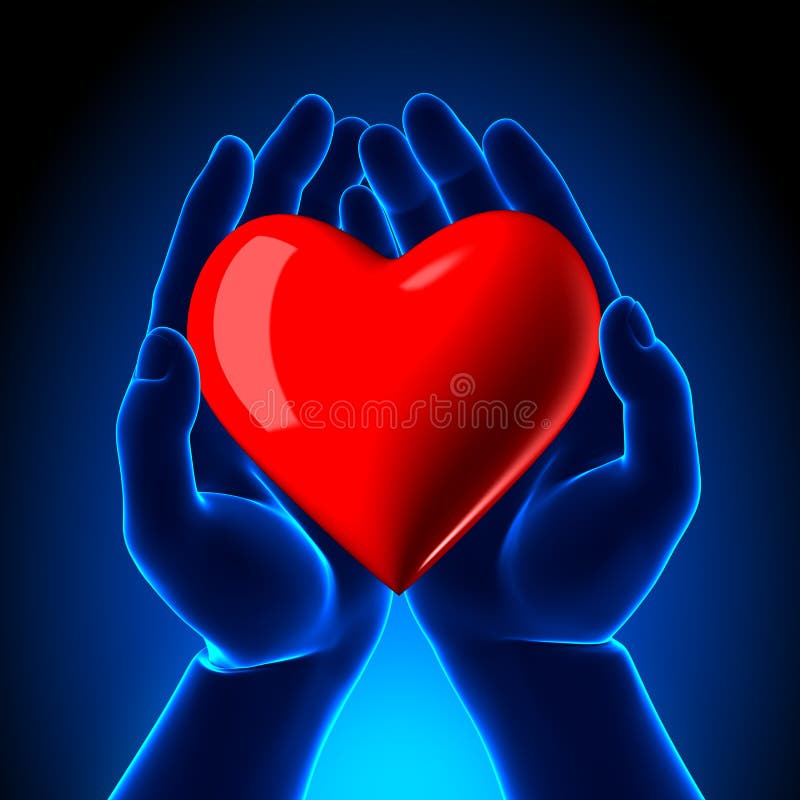 Red Heart in Hands stock illustration. Illustration of heart - 32284398