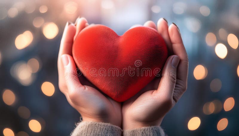 Red heart in hands stock illustration. Illustration of heart - 363607845