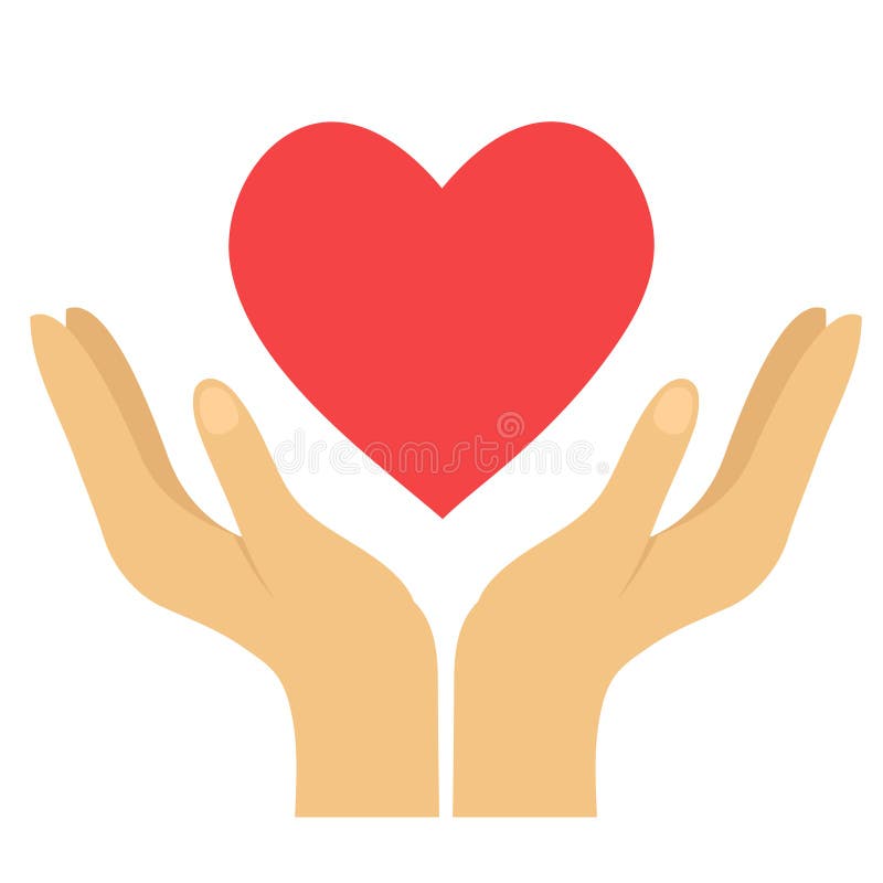 Red Heart in Hands on White, Flat Vector Icon Illustration Stock Vector ...