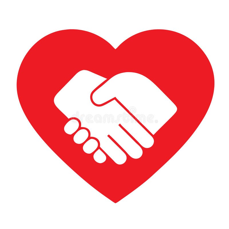 Red Heart with Handshake Icon - Symbol of Unity and Compassion Stock ...