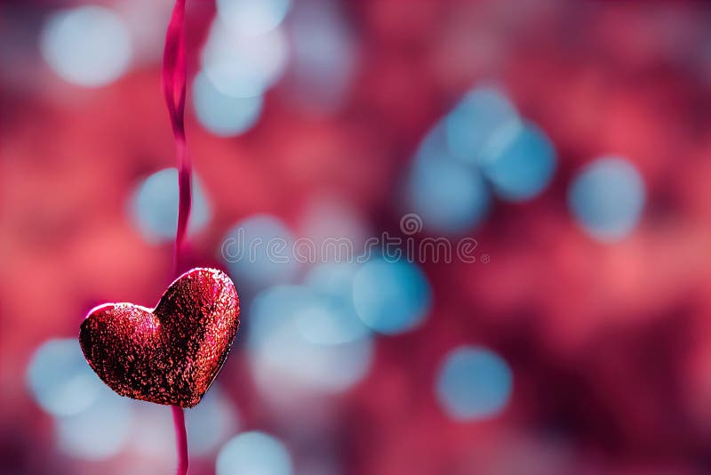 A Red Heart Hanging from a String with a Blurry Background Behind it ...