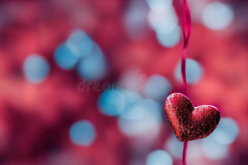 A Red Heart Hanging from a String with a Blurry Background Behind it ...