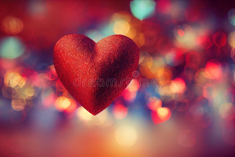 A Red Heart Hanging from a String in Front of a Blurry Background of ...