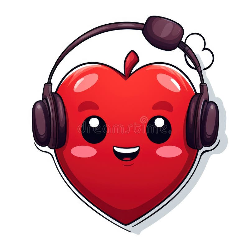 A Red Heart with Headphones and a Microphone. Stock Illustration ...