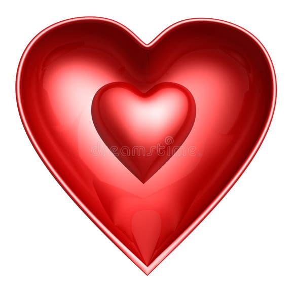 Red heart in heart shell stock illustration. Illustration of care - 5069792