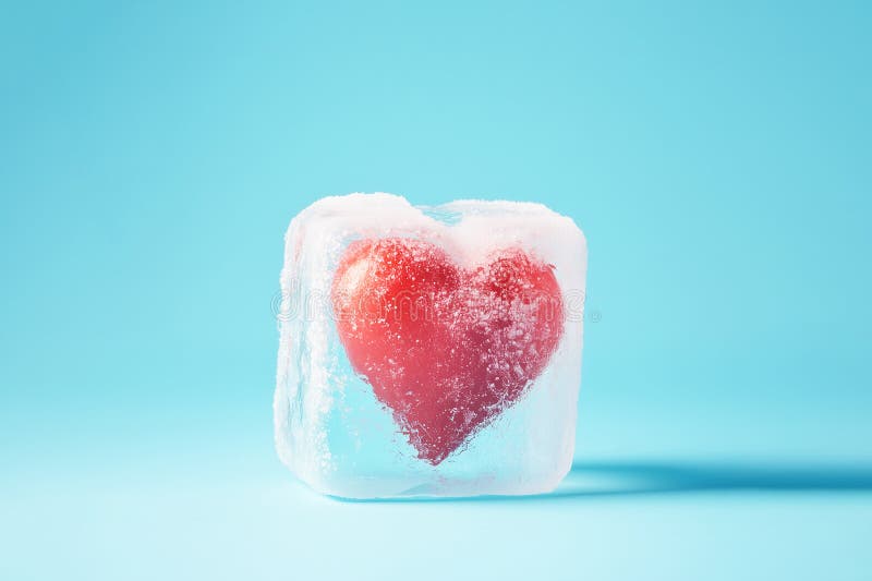 Red heart in ice cube stock photo. Image of valentine - 355753076