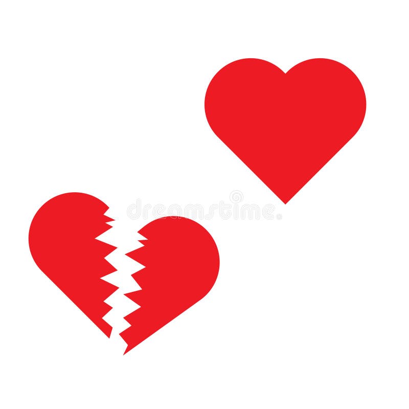 Red Heart Icon. Broken Heart Symbol. Love and Heartbreak. Vector ...