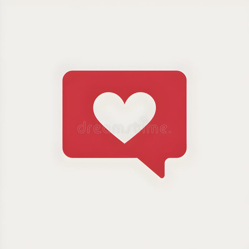 Red Heart Icon in Message Bubble, Symbolizing Affection and Emotional ...